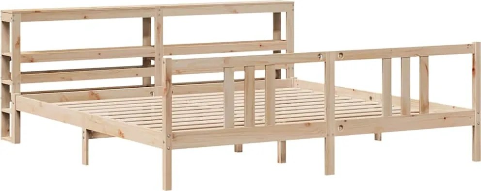 Rám postele s čelem 200 x 200 cm masivní borové dřevo 3305977