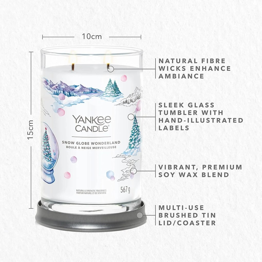 Yankee Candle vonná svíčka Signature Tumbler ve skle velká Snow Globe Wonderland 567g