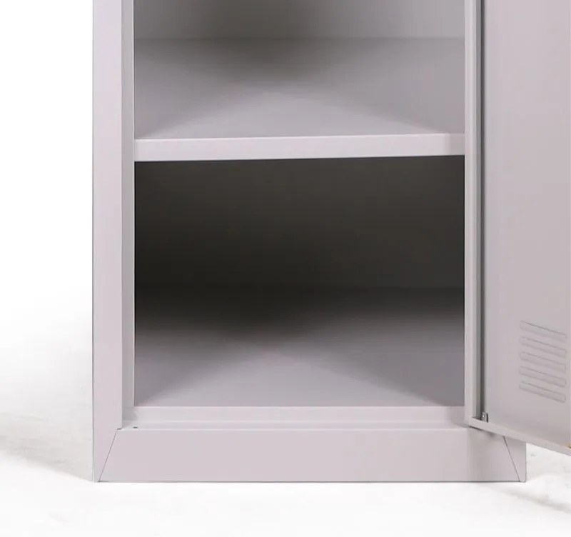 Šatní skříňka S3 s úložnými boxy, 2 boxy, 1800 x 380 x 450 mm, demont, cylindrický zámek, tmavě šedé dveře