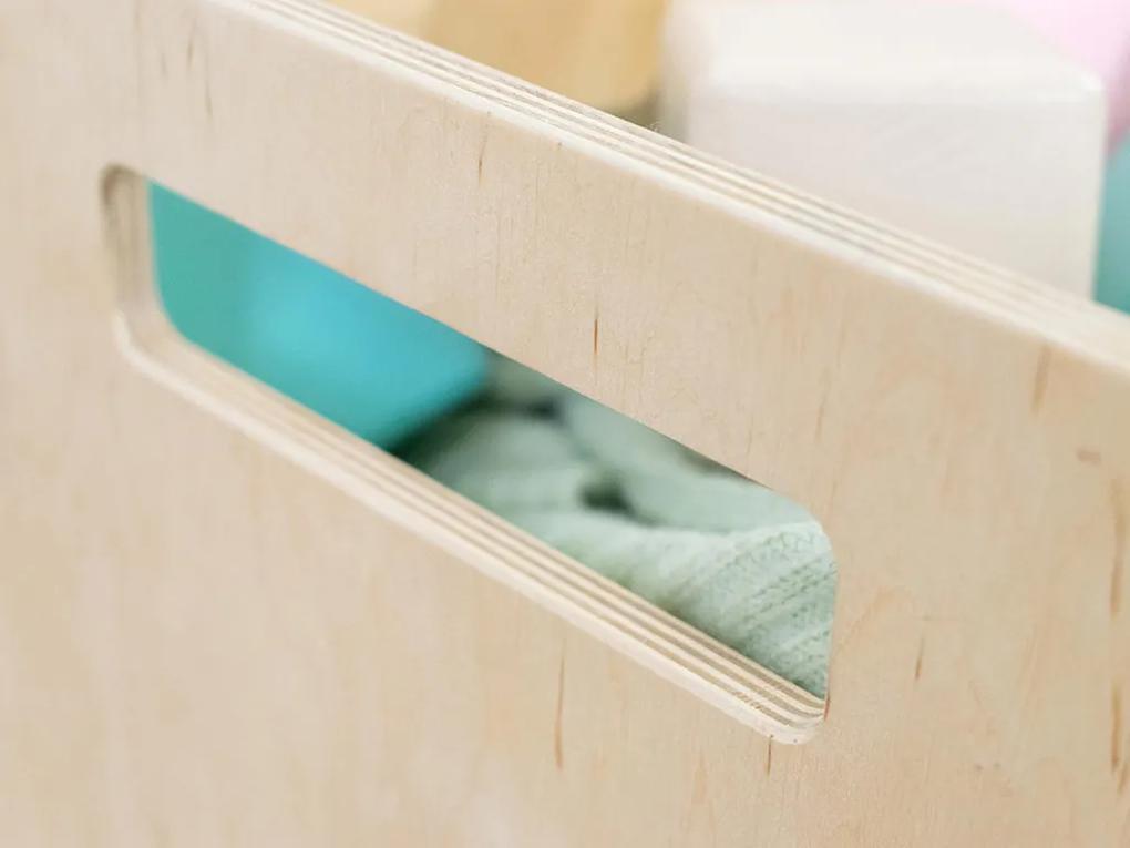Benlemi Úložný dřevěný box BOKS do regálu s úchytkou z lana Zvolte barvu: Bílá, pololakovaná