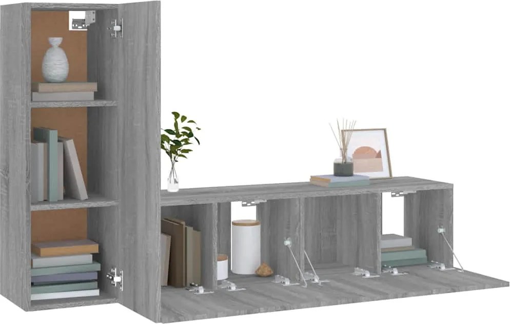 3dílný set TV skříněk šedý sonoma kompozitní dřevo 3120258