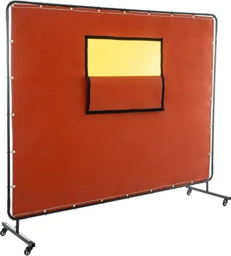 Svařovací závěs, 1,83 × 2,44 m, svařovací zástěna s kovovým rámem a 4 kolečky