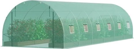 Walk-in tunelový skleník 8,9 × 2,96 × 1,98 m pozinkovaný rám PE kryt zelený