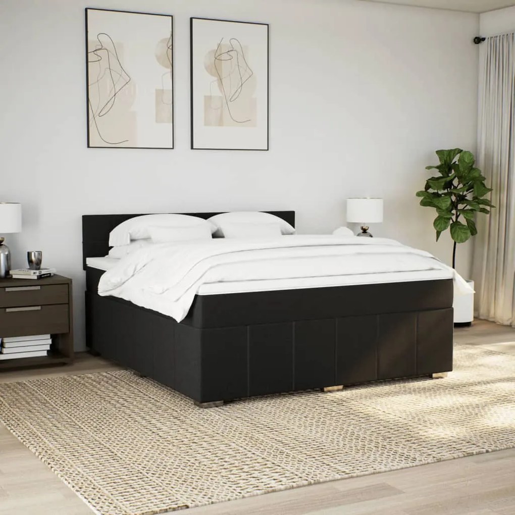 Box spring postel s matrací černá 180x200 cm textil 3287149