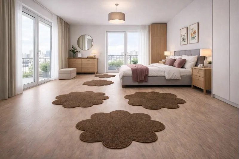 Vopi, Kusový koberec Eton hnědý květina, 160x160 kytka, hnědá, ložnice