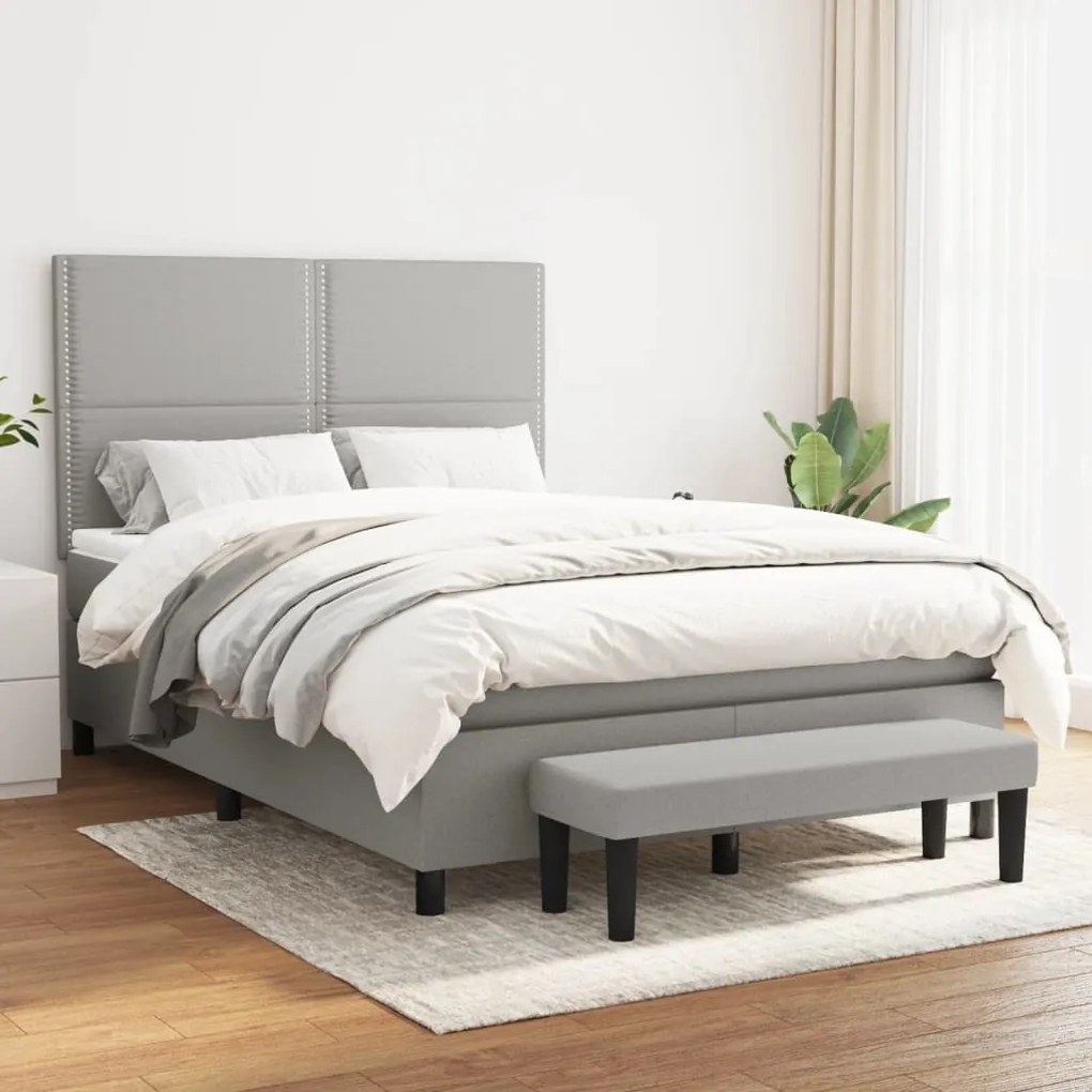 Box spring postel s matrací světle šedá 140 x 190 cm textil 3136509