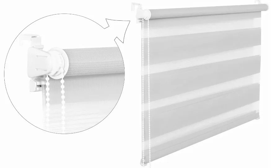 ZEBRA-SHOP Roleta DEN A NOC / MINI / PREMIUM / ŠEDÁ / BH 27 Barva mechanizmu: hnědá, Výška: 150, Šířka: 106