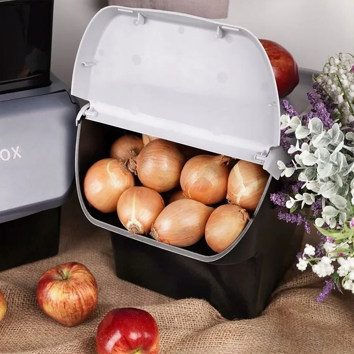 VILDE Úložný box na brambory a cibuli s větráním, VEGBOX černý (14l - 5-8kg brambor)