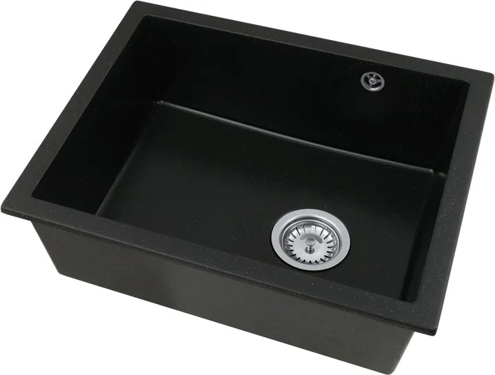 Gamma Decor 5040, 1-komorový granitový dřez 560x460x180 mm, černá se zlatými body, GMA-ZLE000180