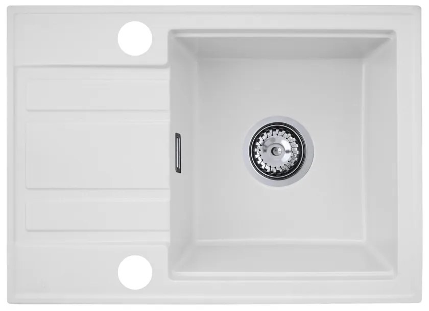 Gamma Modern 6040, 1-komorový granitový dřez 580x420x185 mm s krátkým odkapávačem, bílá, GMA-ZM-6040-WH