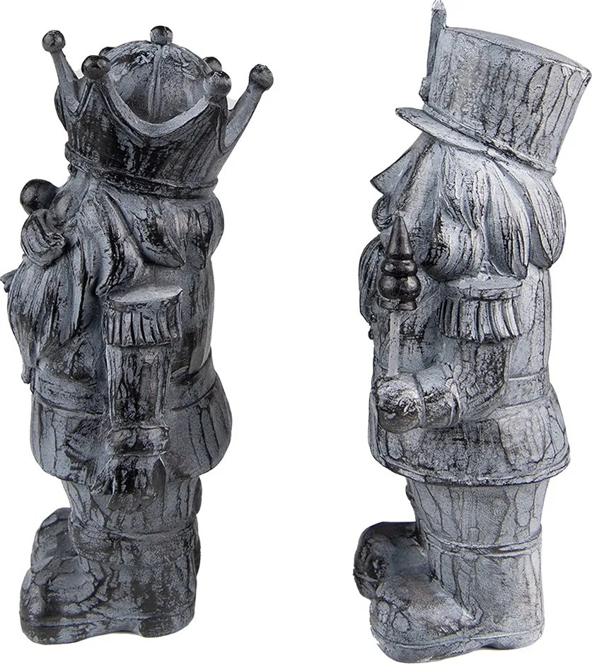 2ks šedá antik dekorace Louskáček - 11*8*21 cm