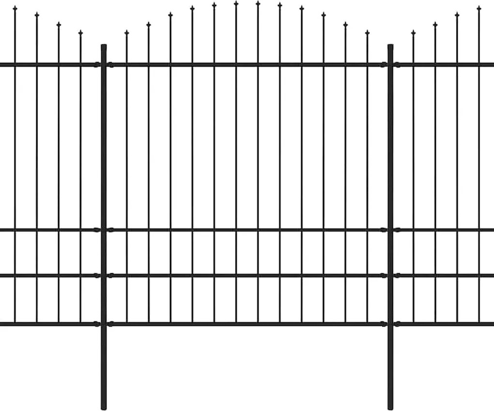 Zahradní plot s kopím nahoře ocelový 1506 x 200 cm černý 277756