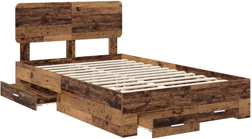 Rám postele s čelo Staré dřevo 120 x 190 cm Kompozitní dřevo 3412407