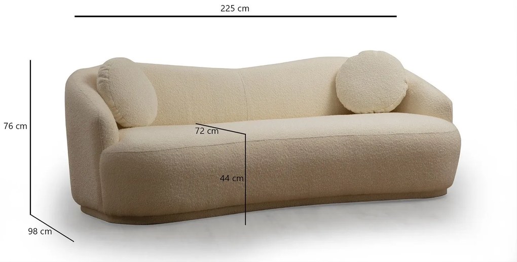Designová 3-místná sedačka Tanicia 225 cm krémová