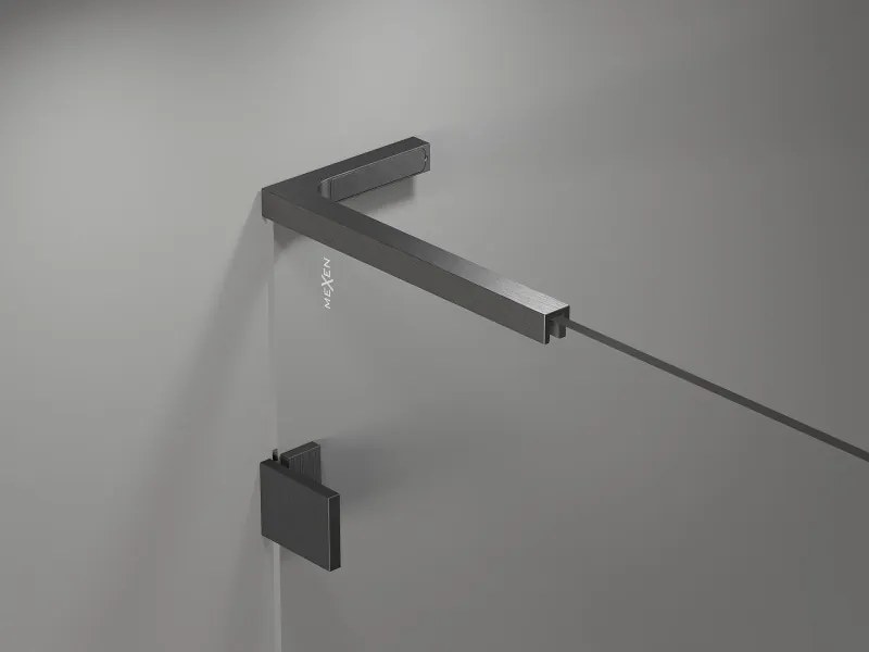 Mexen Lunar L půlkruhový sprchový kout 90 x 90 cm, transparentní, gun gray kartáčovaný - 833L-090L-090P-66-00