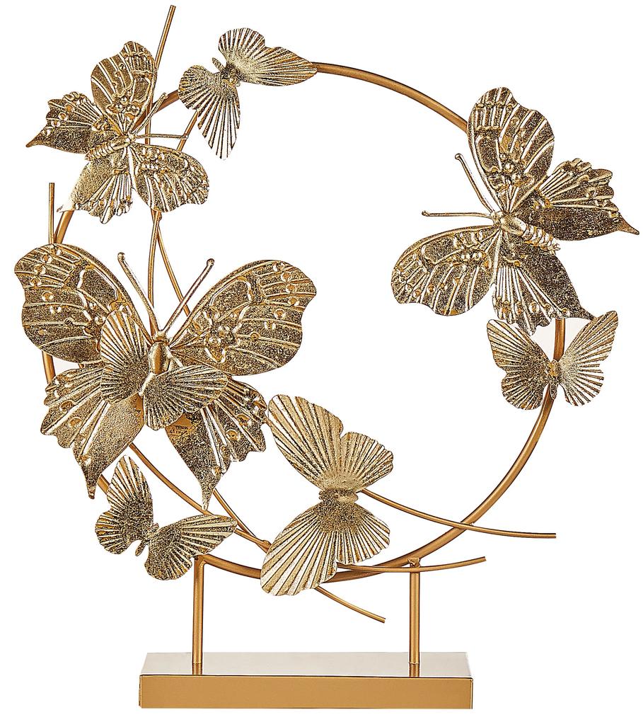 Dekorativní soška s motýli zlatá BERYLLIUM Beliani