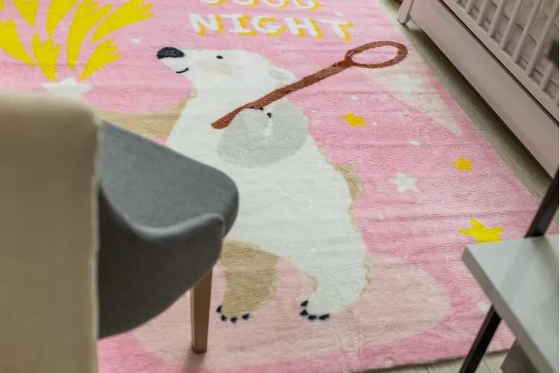 Dětský koberec WHITE BEER růžový