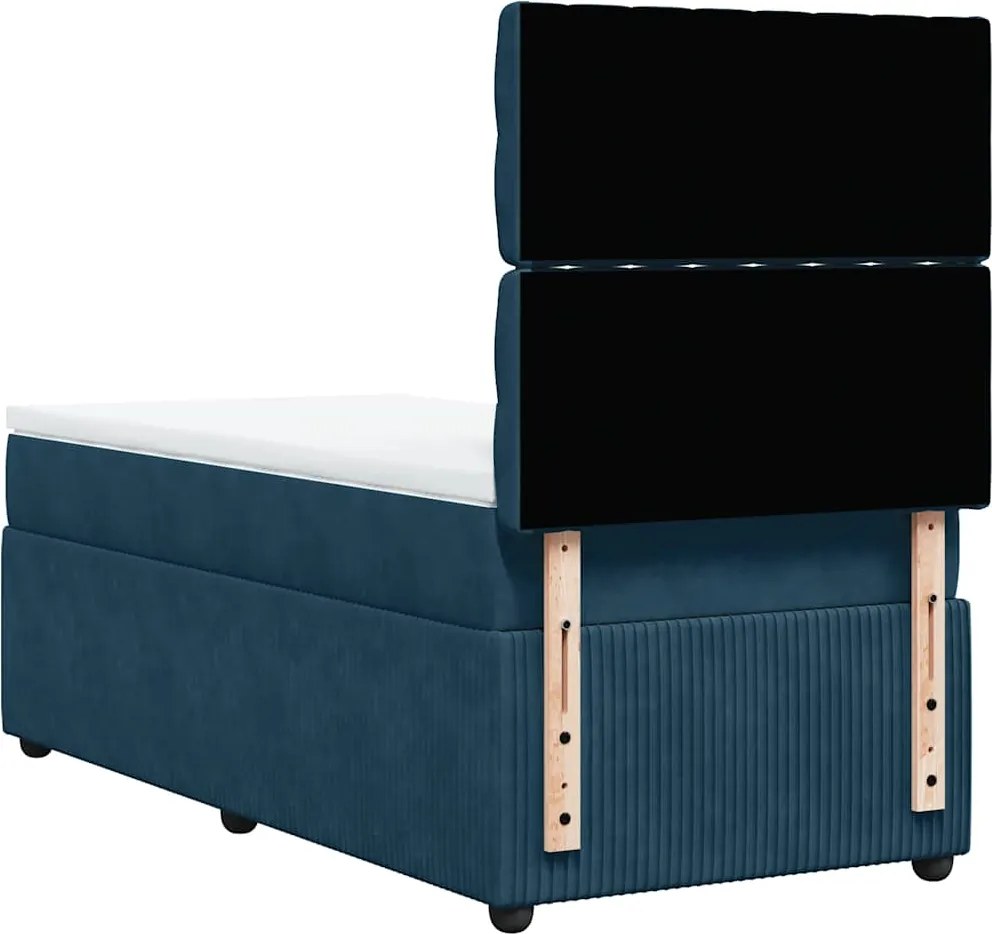 Box spring postel s matrací tmavě modrá 80 x 200 cm samet 3292200