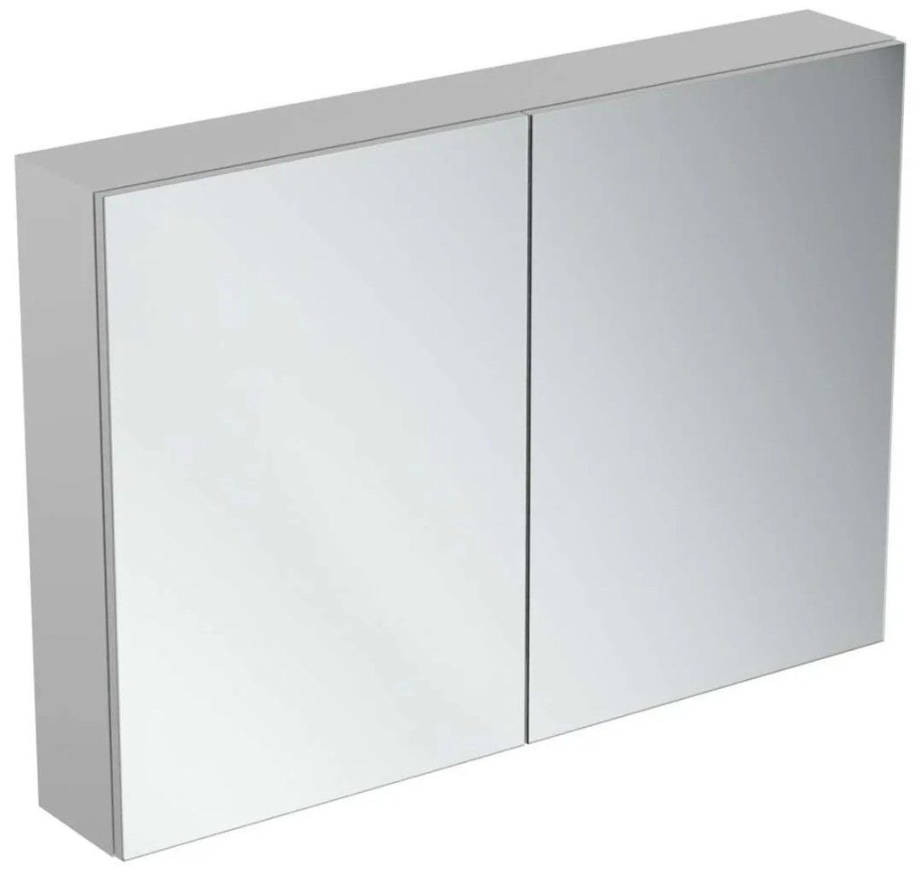 Ideal Standard Mirror&Light - Zrcadlová skříňka s LED osvětlením a zásuvkou, 100x70 cm, hliník T3498AL