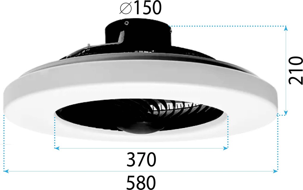 Toolight Toolight, LED stropní svítidlo s ventilátorem APP1552-C, černá-bílá, OSW-05181