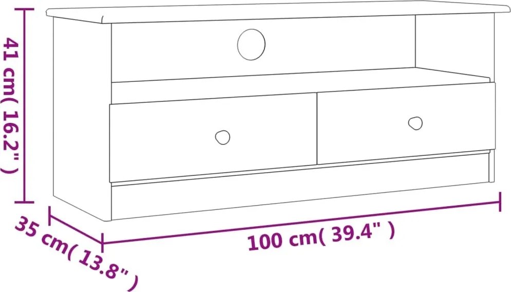 vidaXL TV skříňka se zásuvkami ALTA 100x35x41 cm masivní borovice [353934] Barva: Přírodní