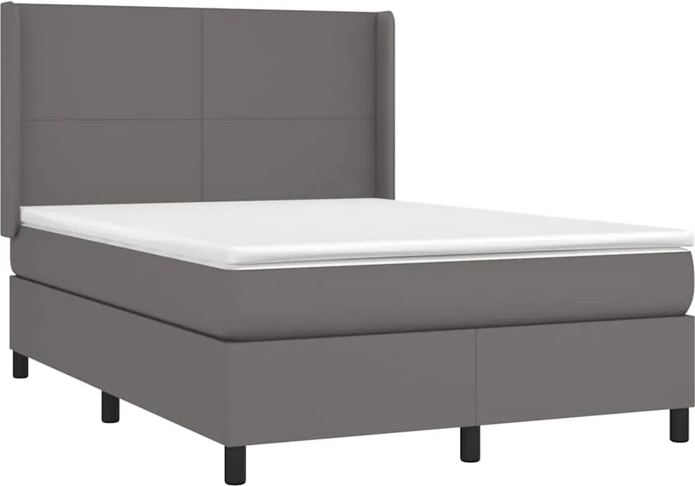 Box spring postel s matrací šedá 140x200 cm umělá kůže 3132385
