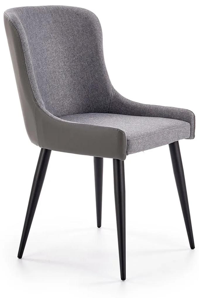 Židle K333 černý kov / světlý popelová látka, tmavý popelová ekokůže