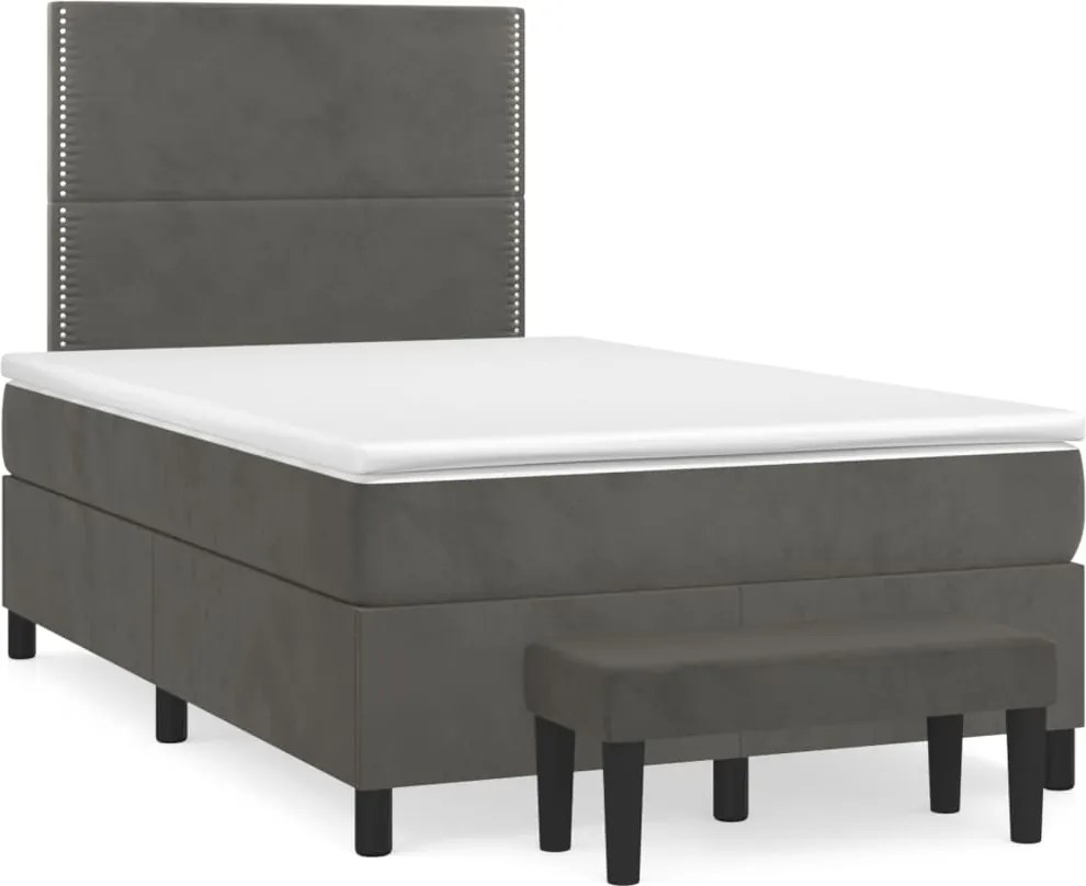 Box spring postel s matrací tmavě šedá 120 x 200 cm samet 3137774