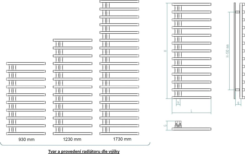 Hopa Darvel koupelnový radiátor 500 x 1230 mm středové připojení černá RADDAV501231