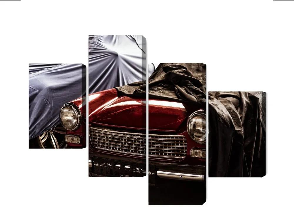Vícedílný obraz Italské Retro Auto Potažené Látkou Nedostatek Nedostatek Plátno Canvas 80x50