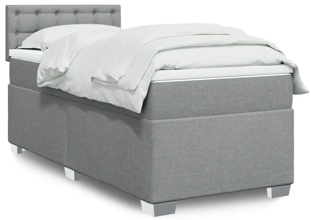 Box spring postel s matrací světle šedá 90x200 cm textil 3285785