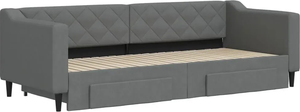 Válenda s přistýlkou a zásuvkami tmavě šedá 80 x 200 cm textil 3197458