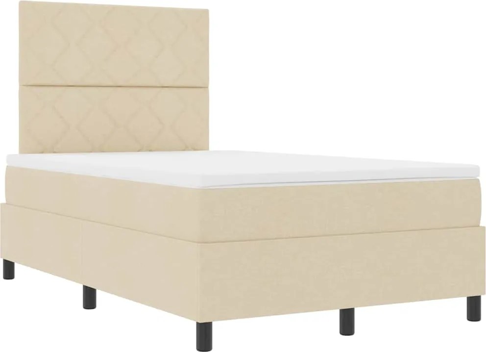 Postel s boxspringem s čelo Krémová 120 x 190 cm textil 3339453