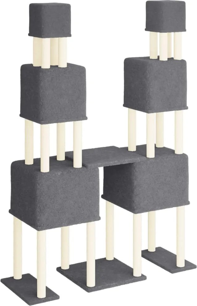 Škrabadlo pro kočky se sisalovými sloupky tmavě šedé 199 cm 172081
