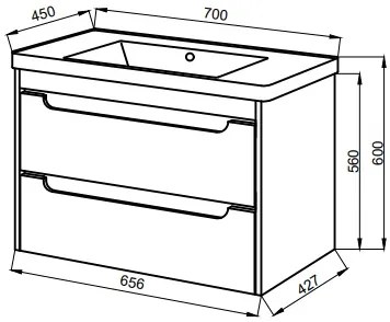 Lavedo Valencia Air Komo 70 grey skříňka s umyvadlem