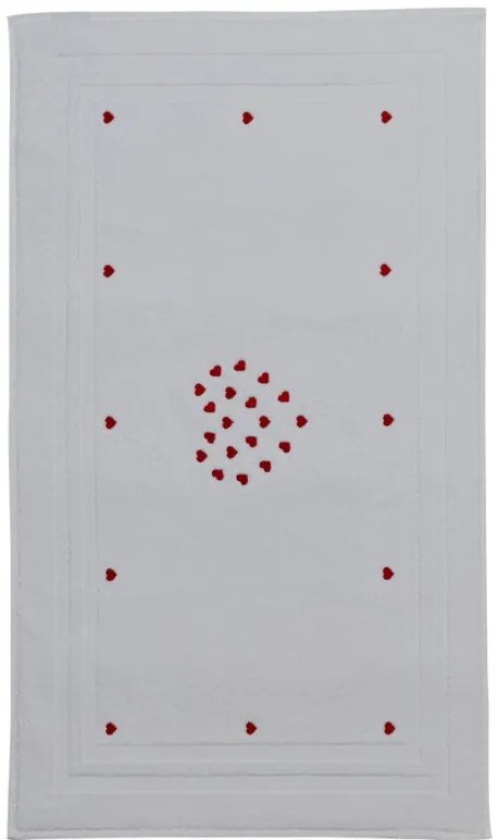 Soft Cotton Koupelnová předložka MICRO LOVE Bílá / červené srdíčka