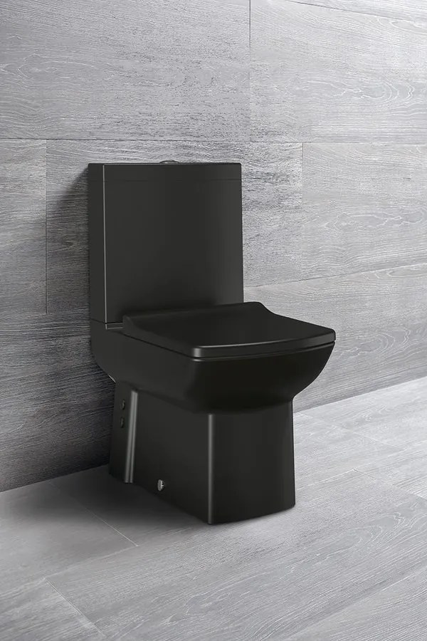 Sapho LARA WC kombi, spodní/zadní odpad, včetně splachovacího mechanismu, černá mat LR360