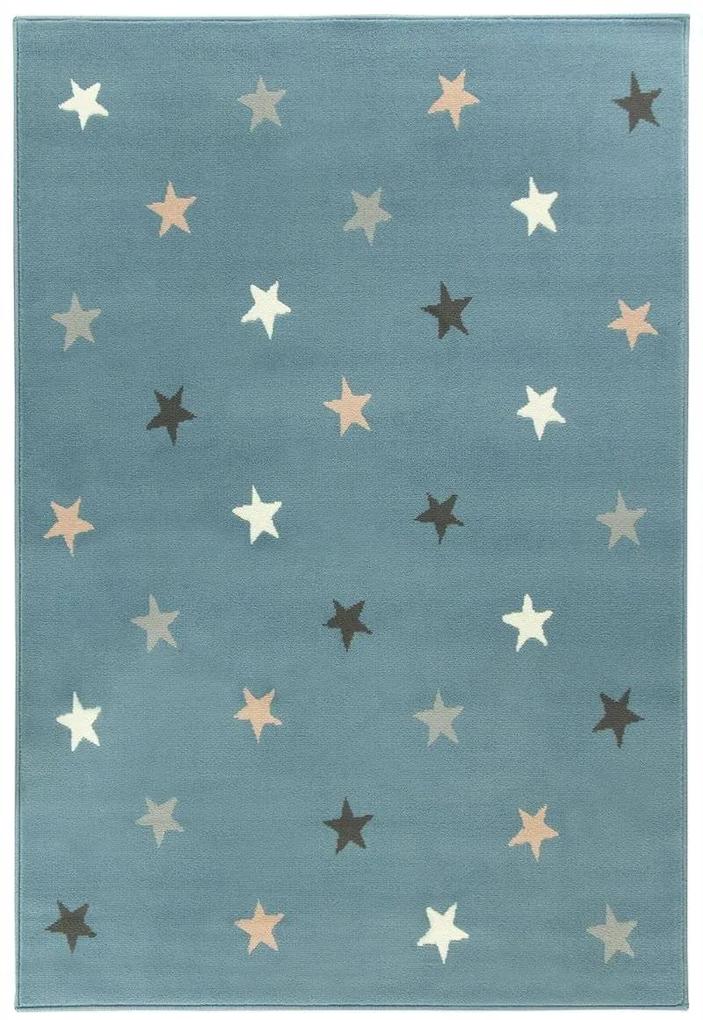 Kusový koberec KIDS 533752/95822 Hvězdy modrý Rozměr: 200x290 cm