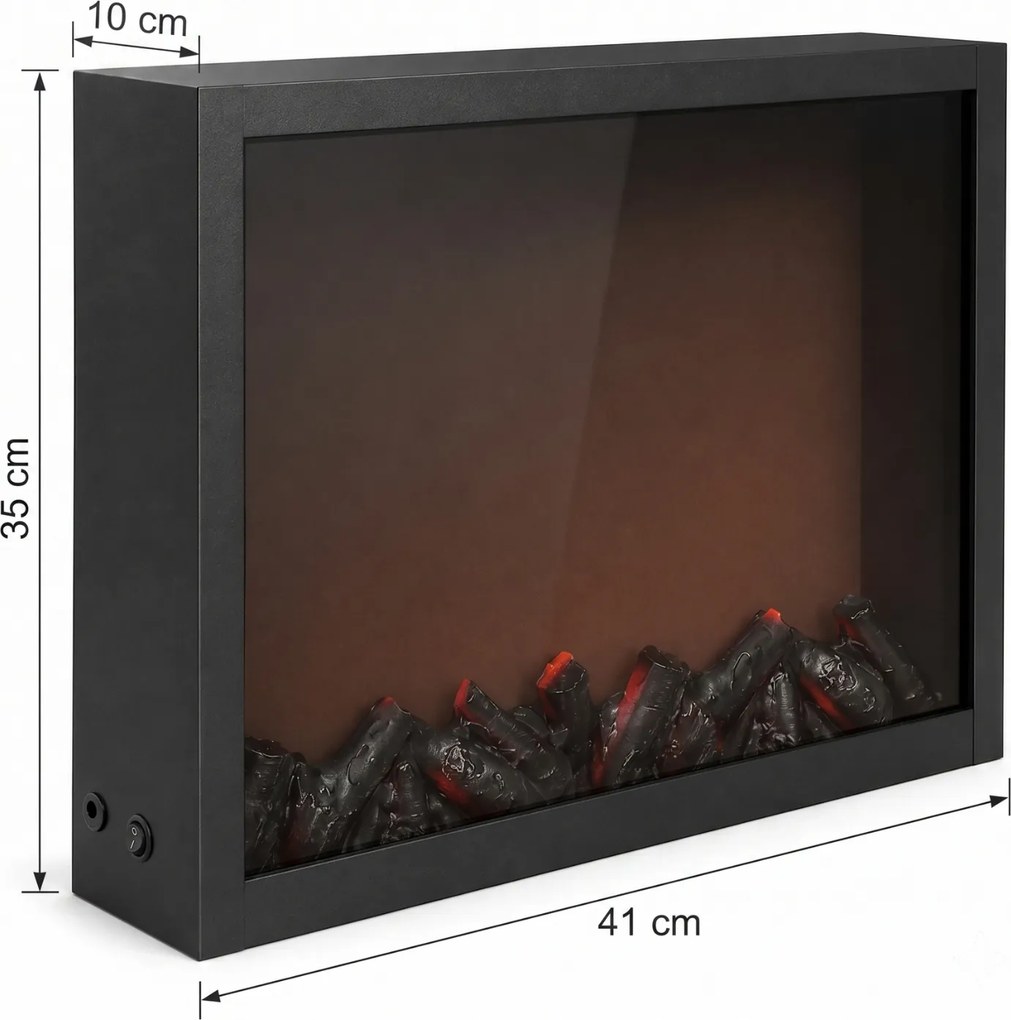 Dekorativní LED krb, kovový, 10 x 41 x 35 cm