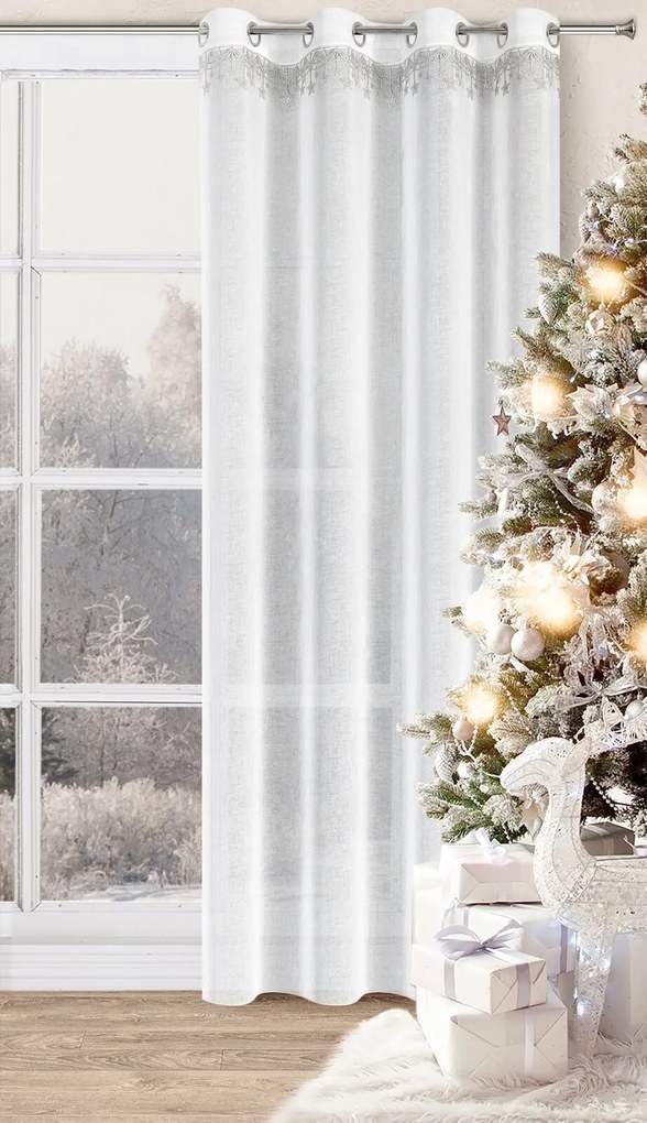 EUROFIRANY VÁNOČNÍ ZÁCLONA NA KROUŽCÍCH XMAS 140X250 CM HVĚZDY