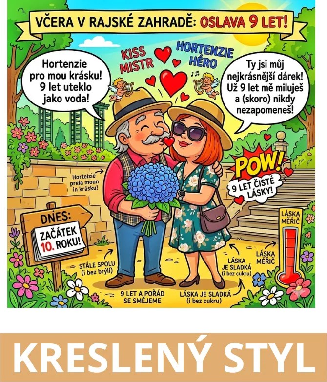 Srdcem darované Veselá osobní ilustrace na přání – Plakát A3 včetně rámečku Varianta grafického zpracování:: 3D grafika