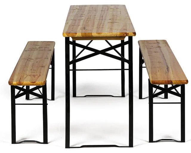 Zahradní pivní set bez opěradel - 2x zahradní lavice, 1x venkovní stůl
