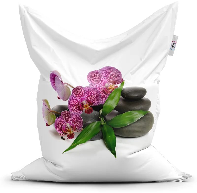 Sedací vak SABLIO - Orchideje a kameny 200x140 cm