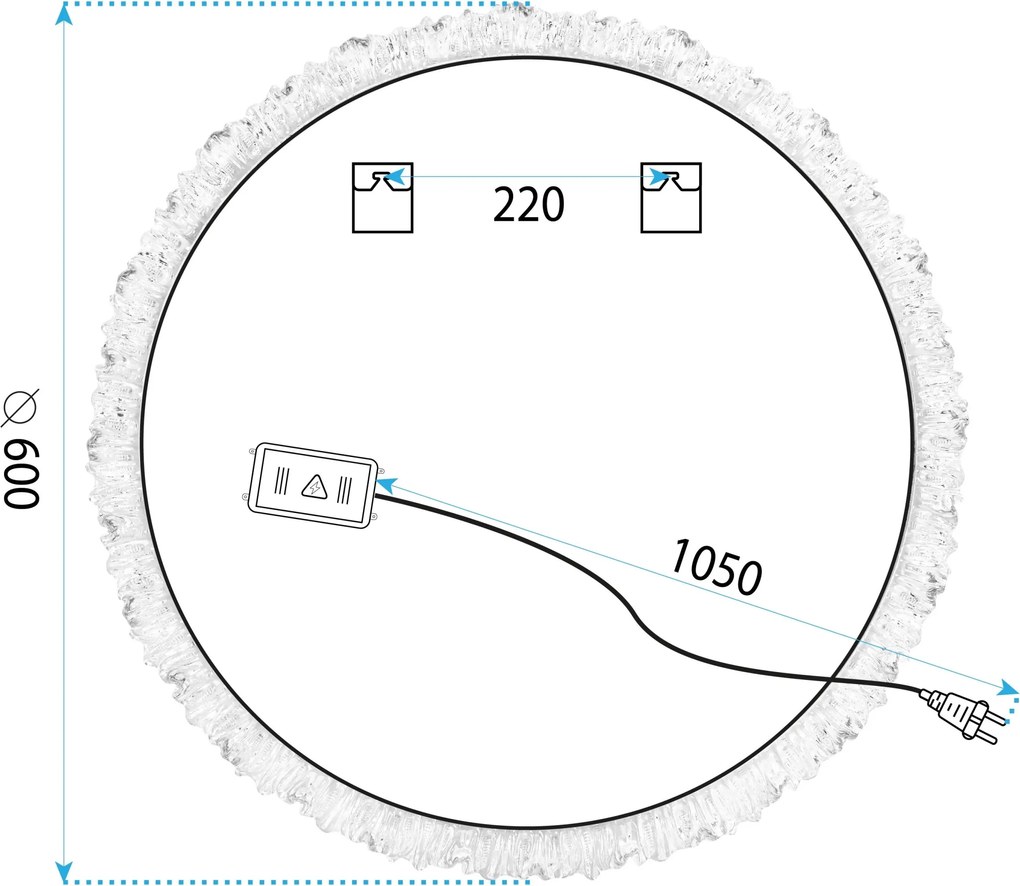 Dotykové nástěnné zrcadlo s LED osvětlením YH-3561 60 cm