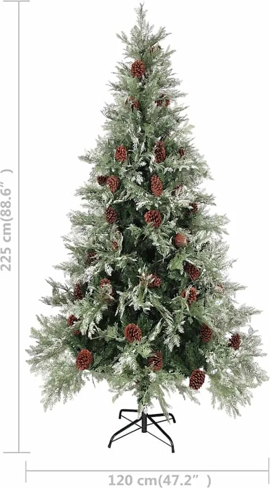Vánoční stromek se šiškami zelenobílý 225 cm PVC a PE 340536