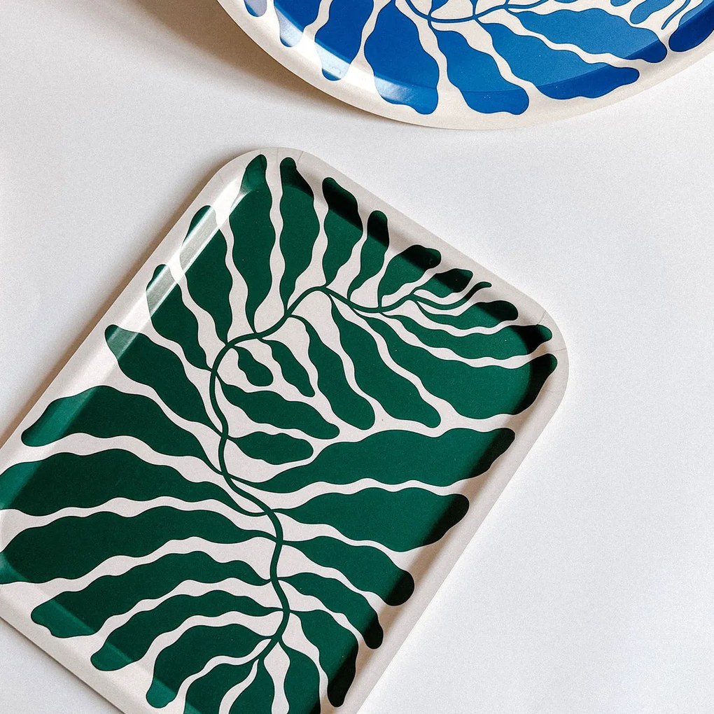 Wrap Ilustrovaný Tác dřevěný Art Trays by Linnéa Andersson střední zelený