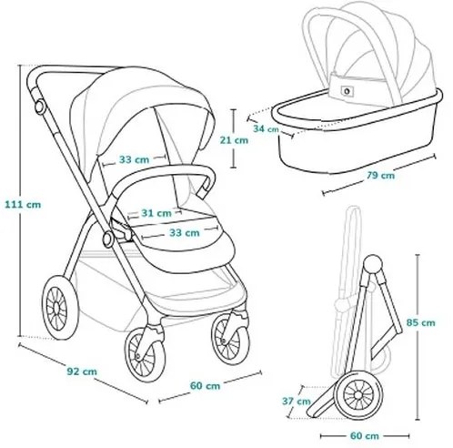 Lionelo - Kombinovaný kočárek 3v1 BIANKA Grey Stone
