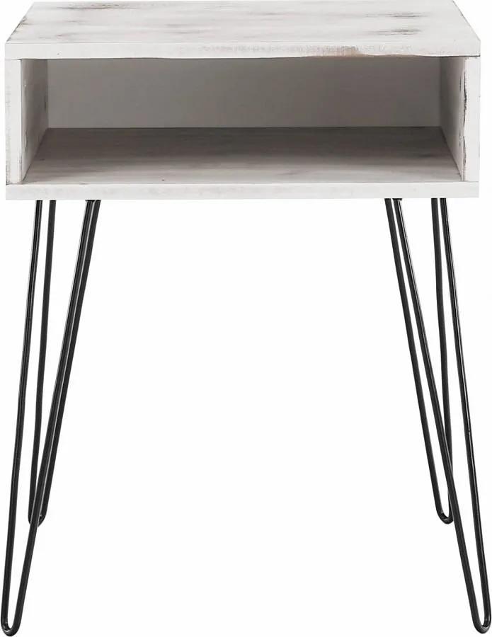 Tempo Kondela Noční stolek HONEJ bílá vintage/černý kov