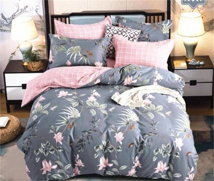Sendia 3-dílné flanelové povlečení květy šedá růžová 140x200 na jednu postel
