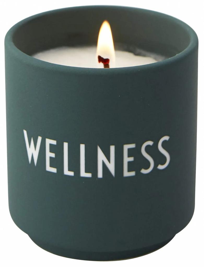 DESIGN LETTERS Vonná svíčka Wellness 75g, zelená barva, šedá barva, porcelán, vosk